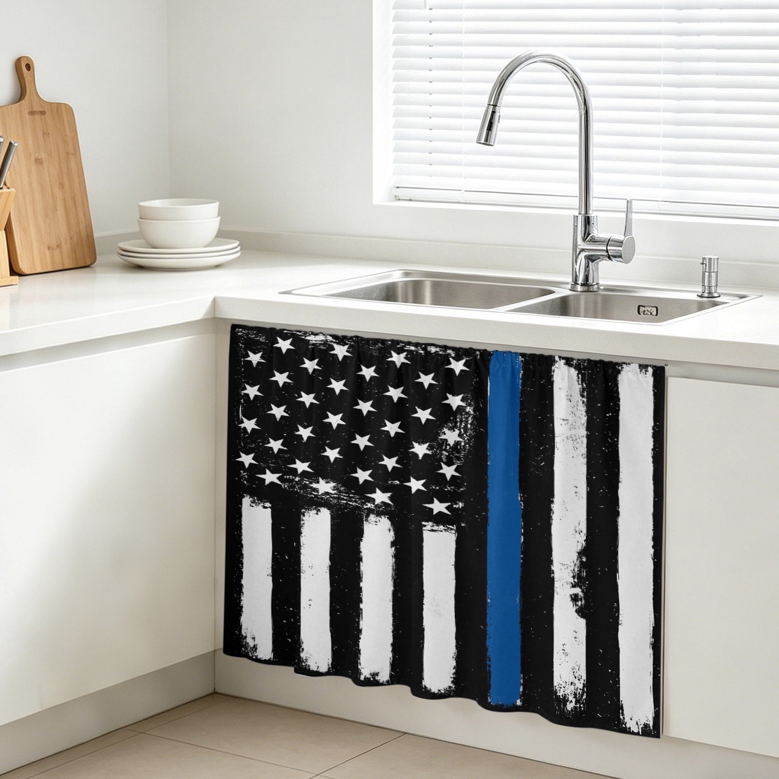 American Flag Cabinet Curtain, Black Flag Pentagram Vintage Stripes ...
