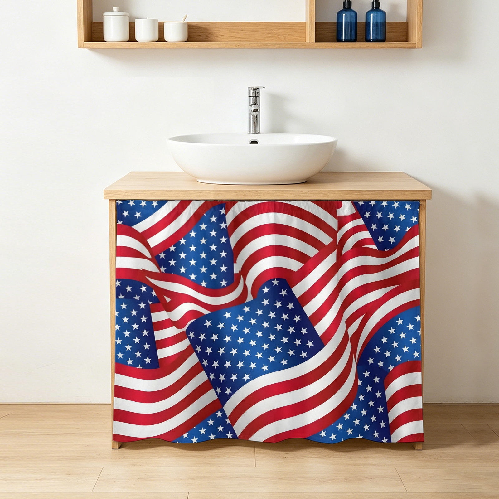 American Flag Cabinet Curtains 10" W x 11" L, Blue Red White ...