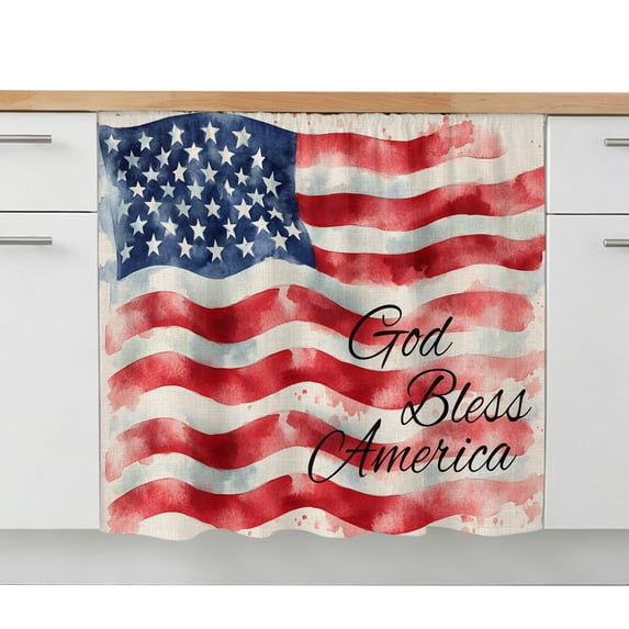 American Flag Cabinet Curtains 28"W x 35"L, Dustproof Sink Skirt ...