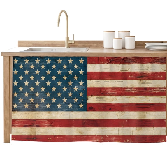 American Flag Cabinet Curtains 32"W x 55"L,Dustproof Sink Skirt Curtain ...