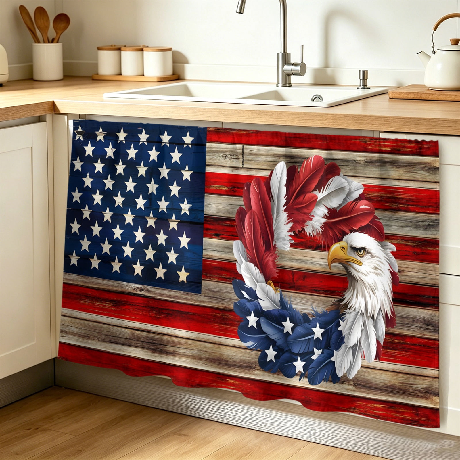 American Flag Cabinet Curtains for Shelves, Blue Red USA Flag Eagle ...