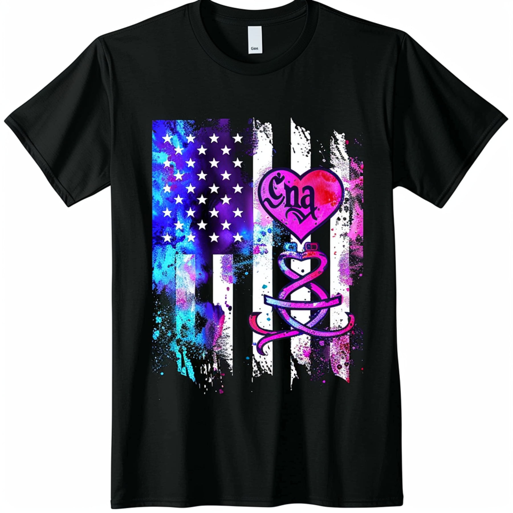 American Flag Caduceus CNA Heartline Black T Shirt Design for Men Women ...