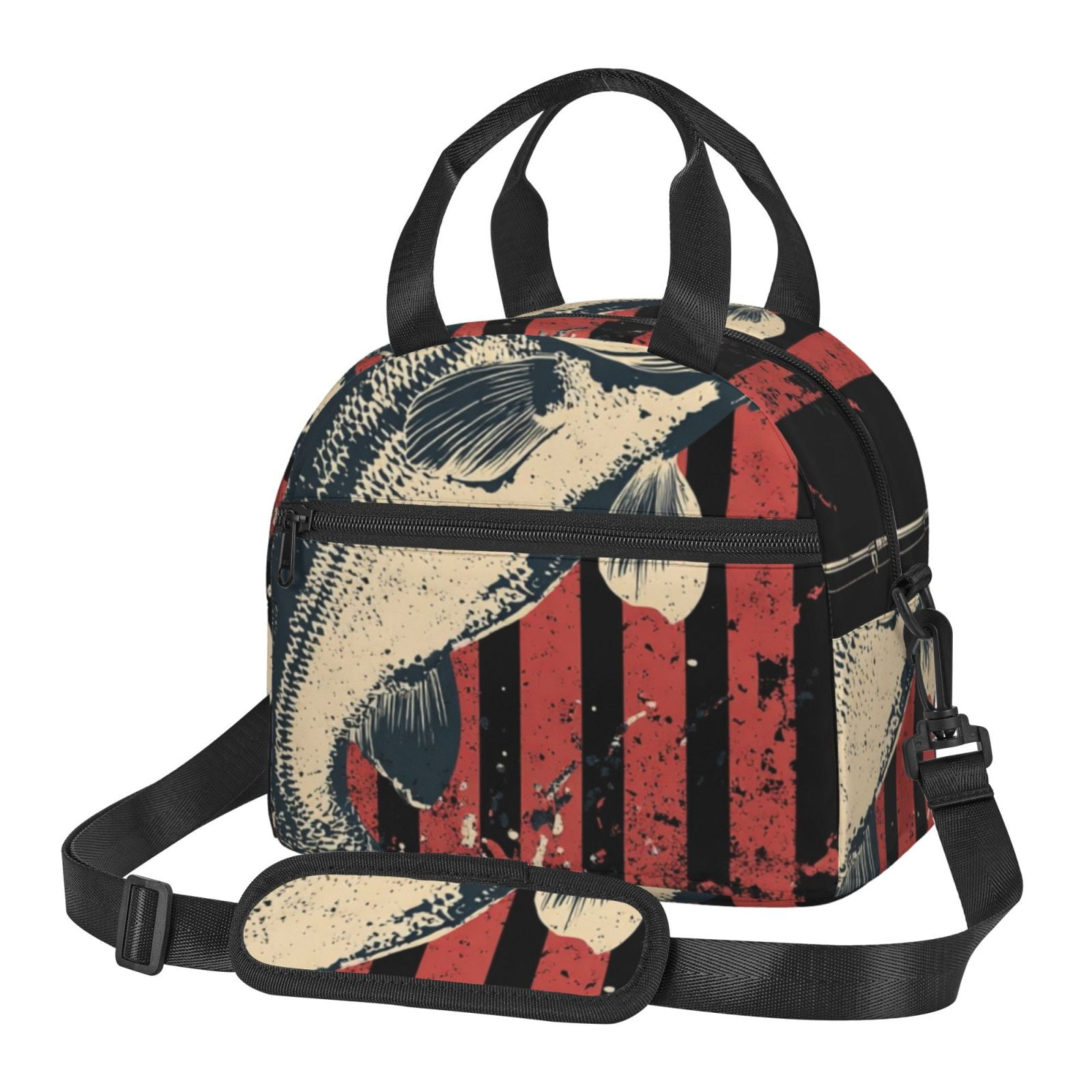 American Flag Camo Bass Insulated Lunch Bag with Shoulder Strap, Lunch ...