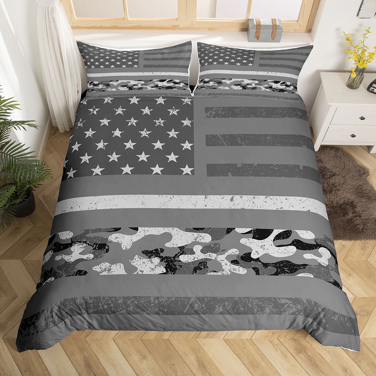 American Flag Camo Comforter Cover Military Camouflage Duvet Cover for ...