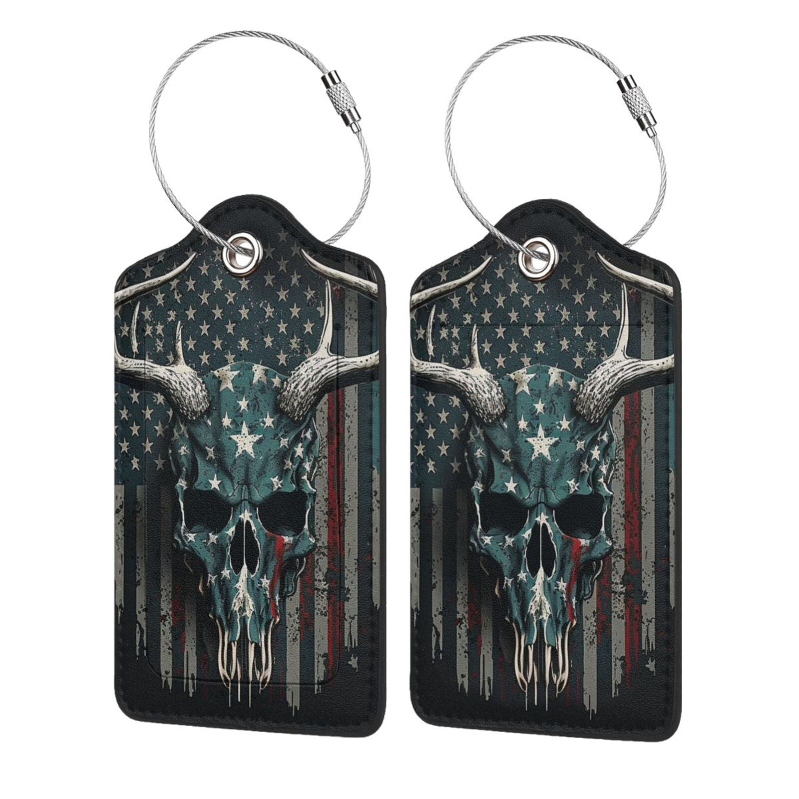 American Flag Camouflage Deer Skull Camo Luggage Tag for Suitcase 2 ...