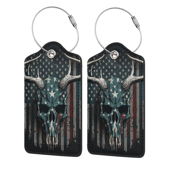 American Flag Camouflage Deer Skull Camo Luggage Tag for Suitcase 2 ...