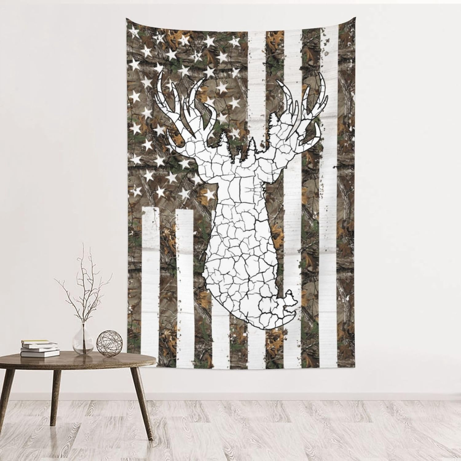 American Flag Camouflage Deer Tapestry Wall Decoration, Art Tapestries ...