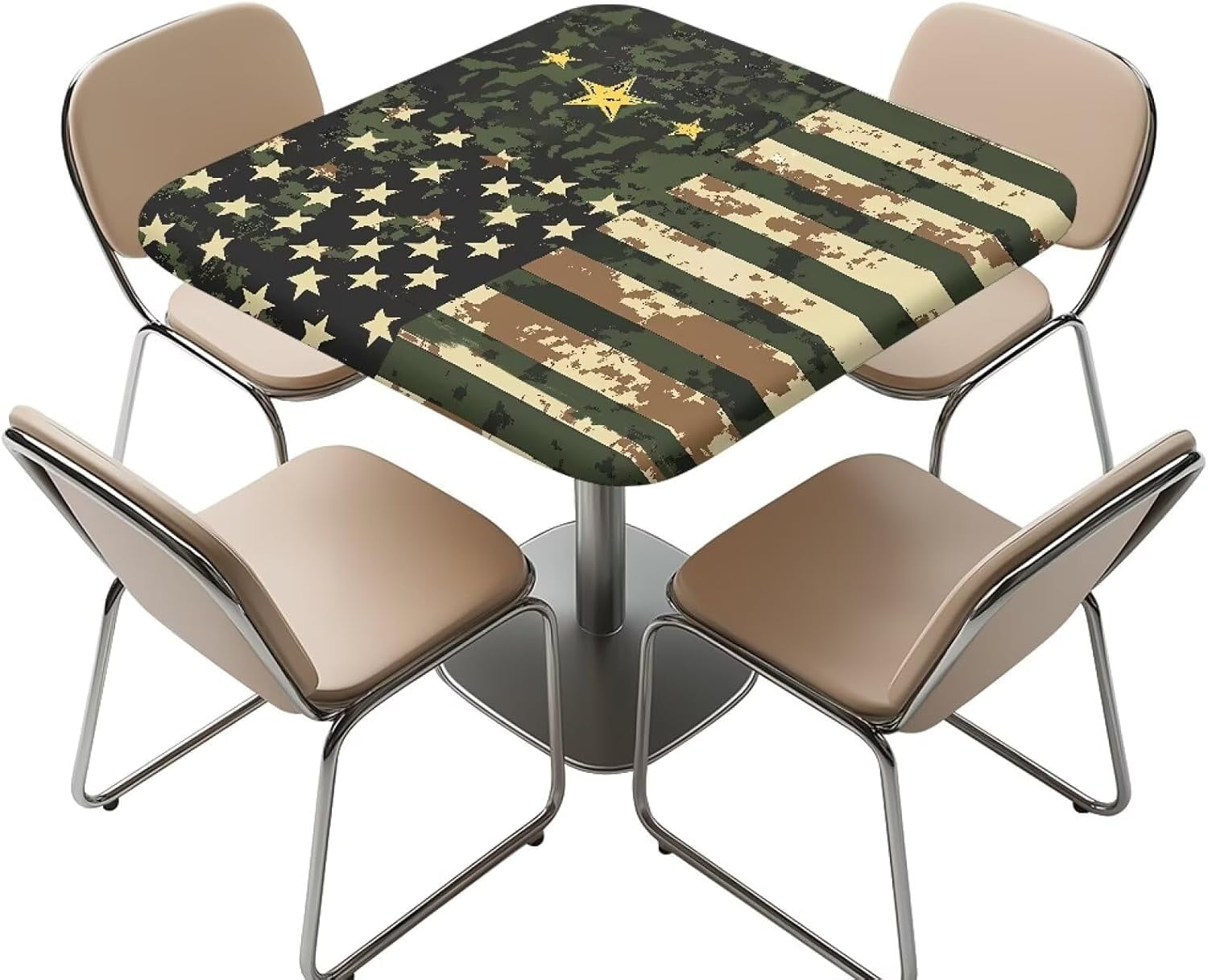 American Flag Camouflage Square Fitted Tablecloth 36 x 36 Inch Wipeable ...