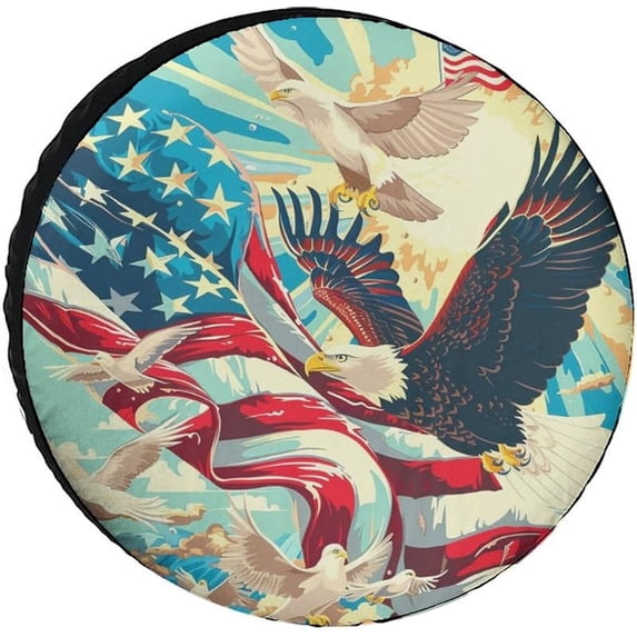 American Flag Camping Spare Tire Cover Independence Memorial Day ...