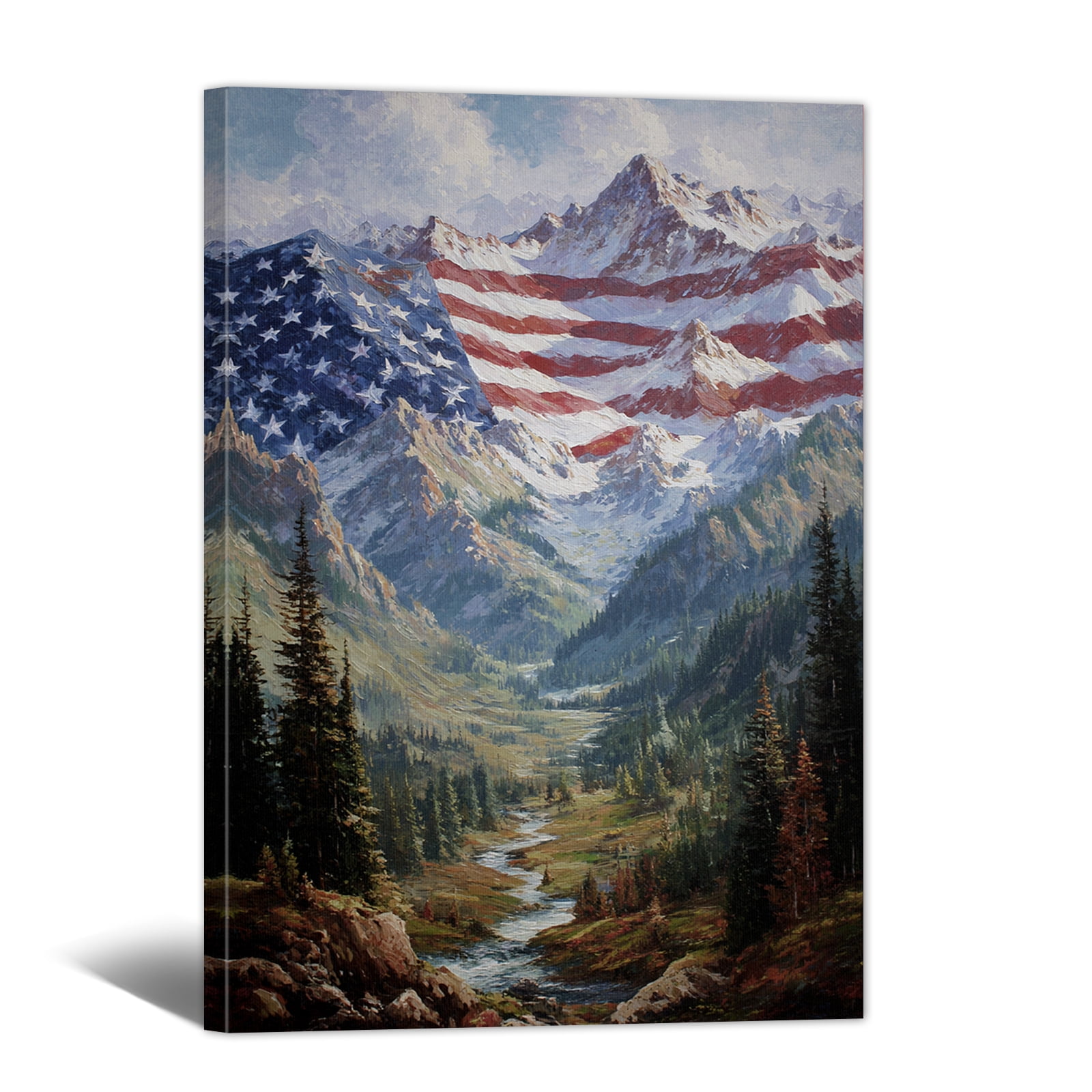 American Flag Canvas Prints - 4th of July Patriotic Canvas Wall Art ...