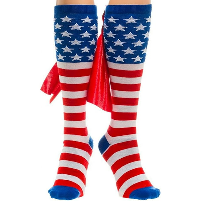 Patriotic American Flag Cape Socks - Knee High, Bold Design ...