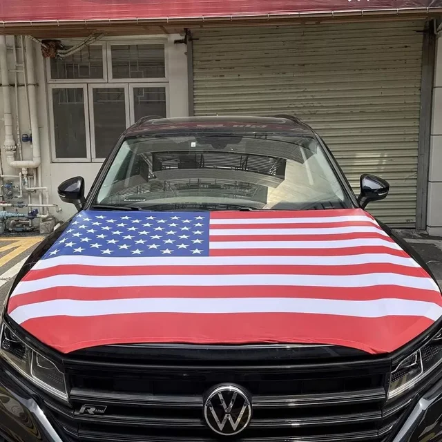 American Flag Car Hood Cover Universal Size Elastic Polyester Patriotic ...