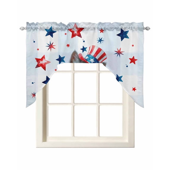 American Flag Cats Kitchen Swag Valances for Windows, Red Blue ...