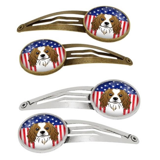 American Flag & Cavalier Spaniel Barrettes Hair Clips, Set of 4 ...