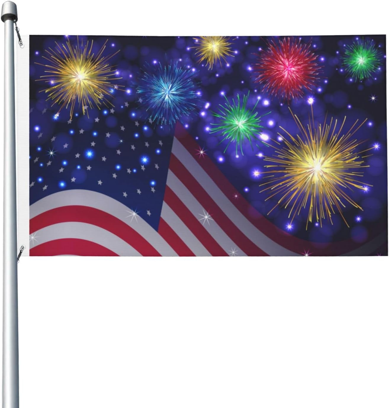 American Flag Celebration Fireworks Patriotic Freedom Flag, Banner with ...