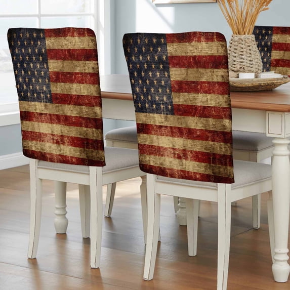 American Flag Chair Back Covers, Farmhouse Vintage Retro Red Blue ...