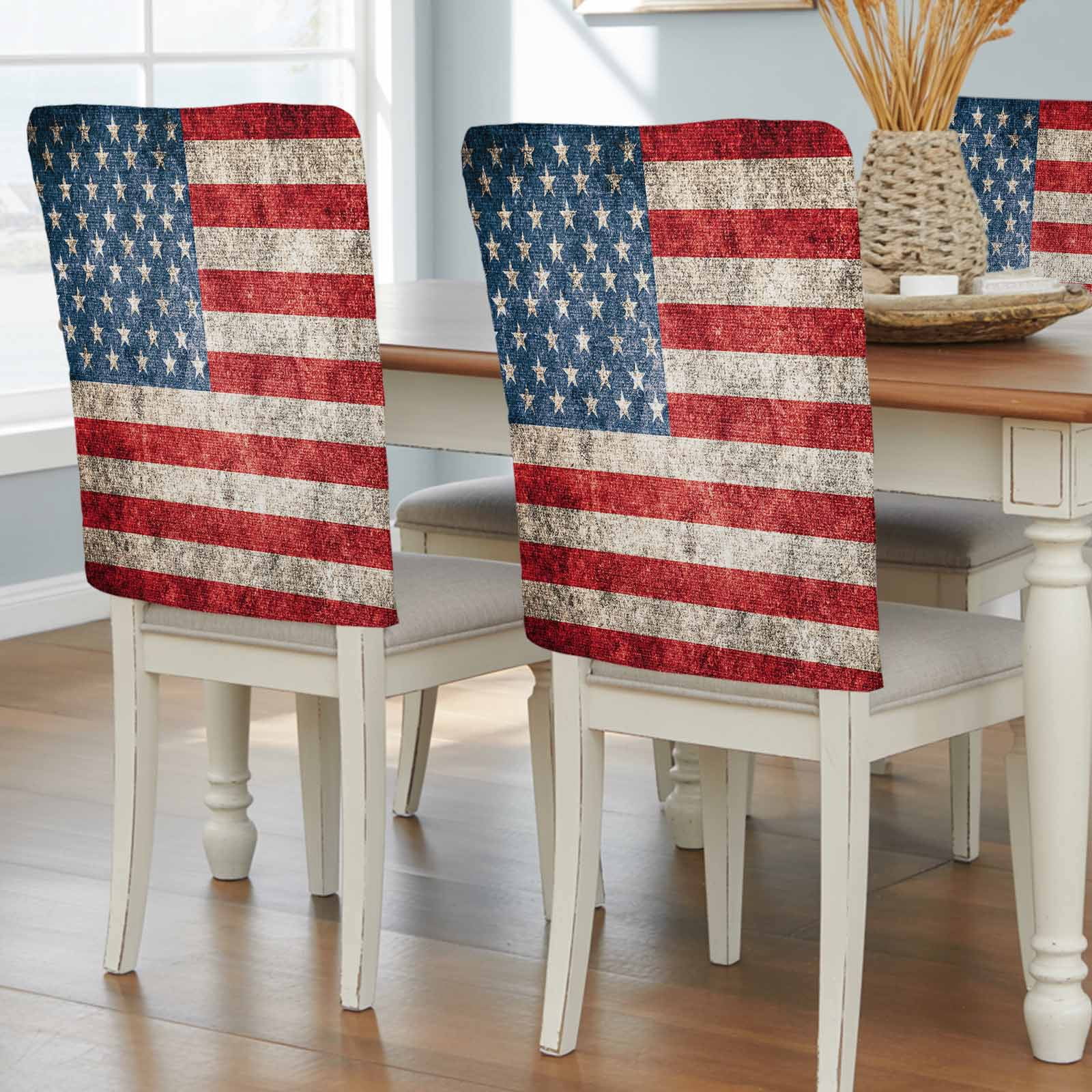 American Flag Chair Back Covers, Removable Chair Covers for Dining ...