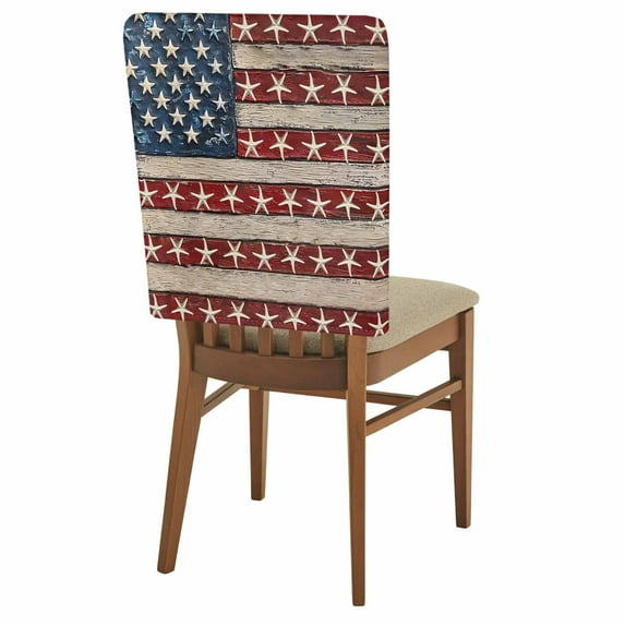 American Flag Chair Back Covers Set of 1, Starfish Red Brown Wood Grain ...