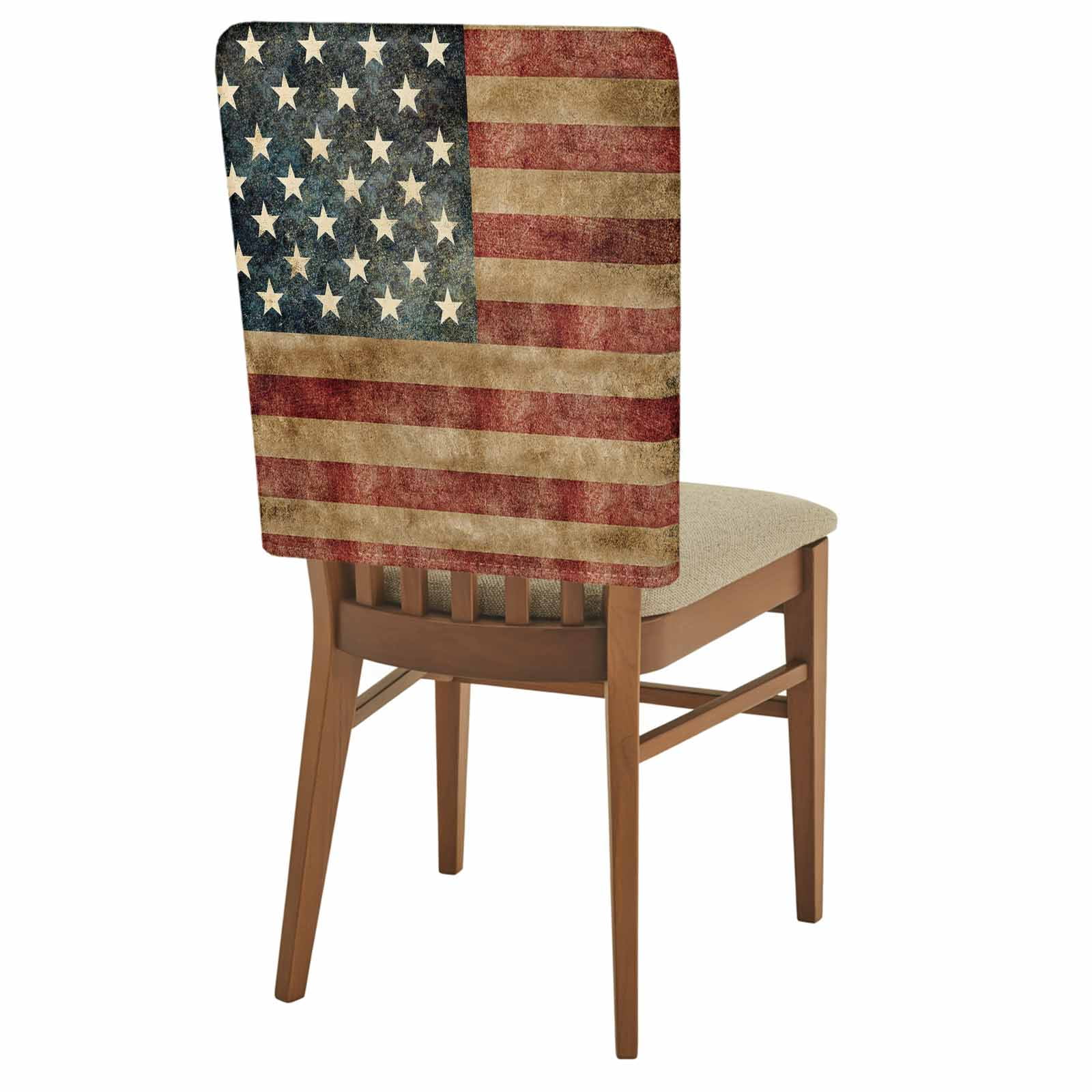 American Flag Chair Back Covers Set of 8, Vintage Flag Pentagram Red ...