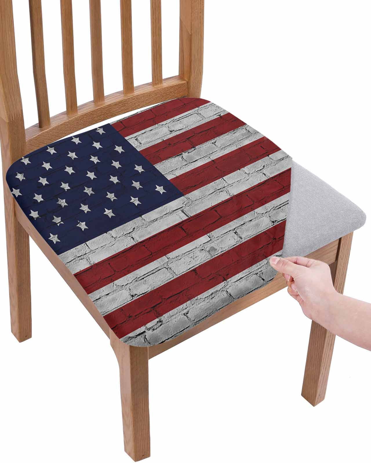 American Flag Chair Seat Covers for Dining Room Stretch Chair Seat ...