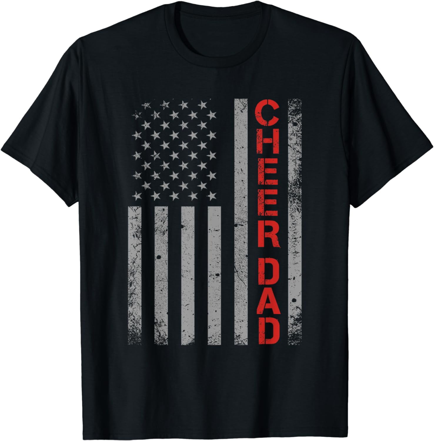 American Flag Cheer Dad Vintage Patriotic Father Cheerleader T-Shirt ...