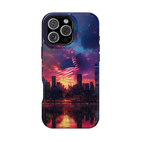 American Flag City Skyline Patriotic Artwork Phone Case for iPhone 11 ...