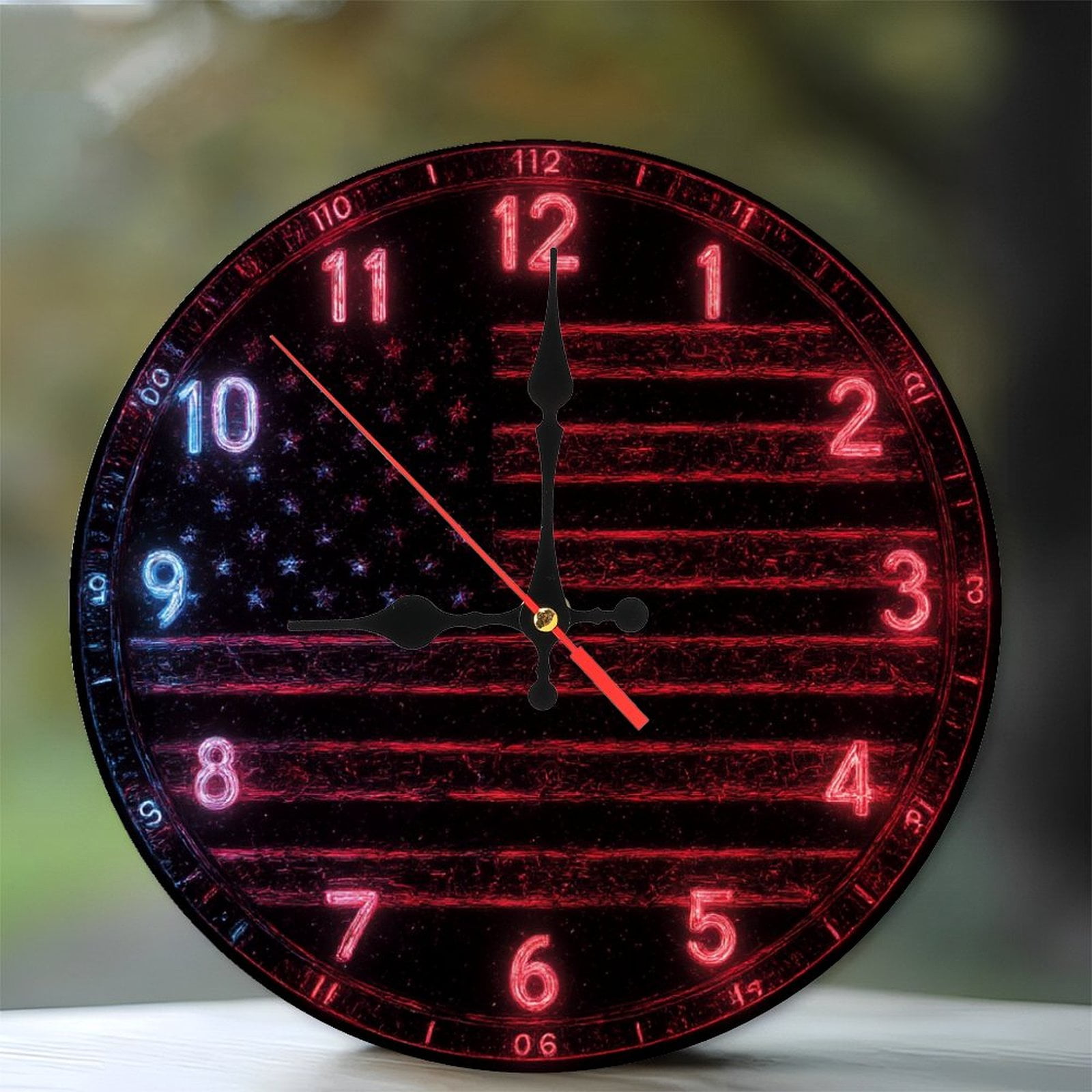 American Flag Clock Wall Decor Art 10-Inch Silent Wooden Wall Clock ...