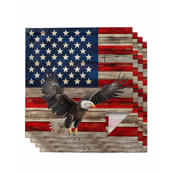 American Flag Cloth Napkins Set of 4 Reusable Dinner Napkins, Eagle ...