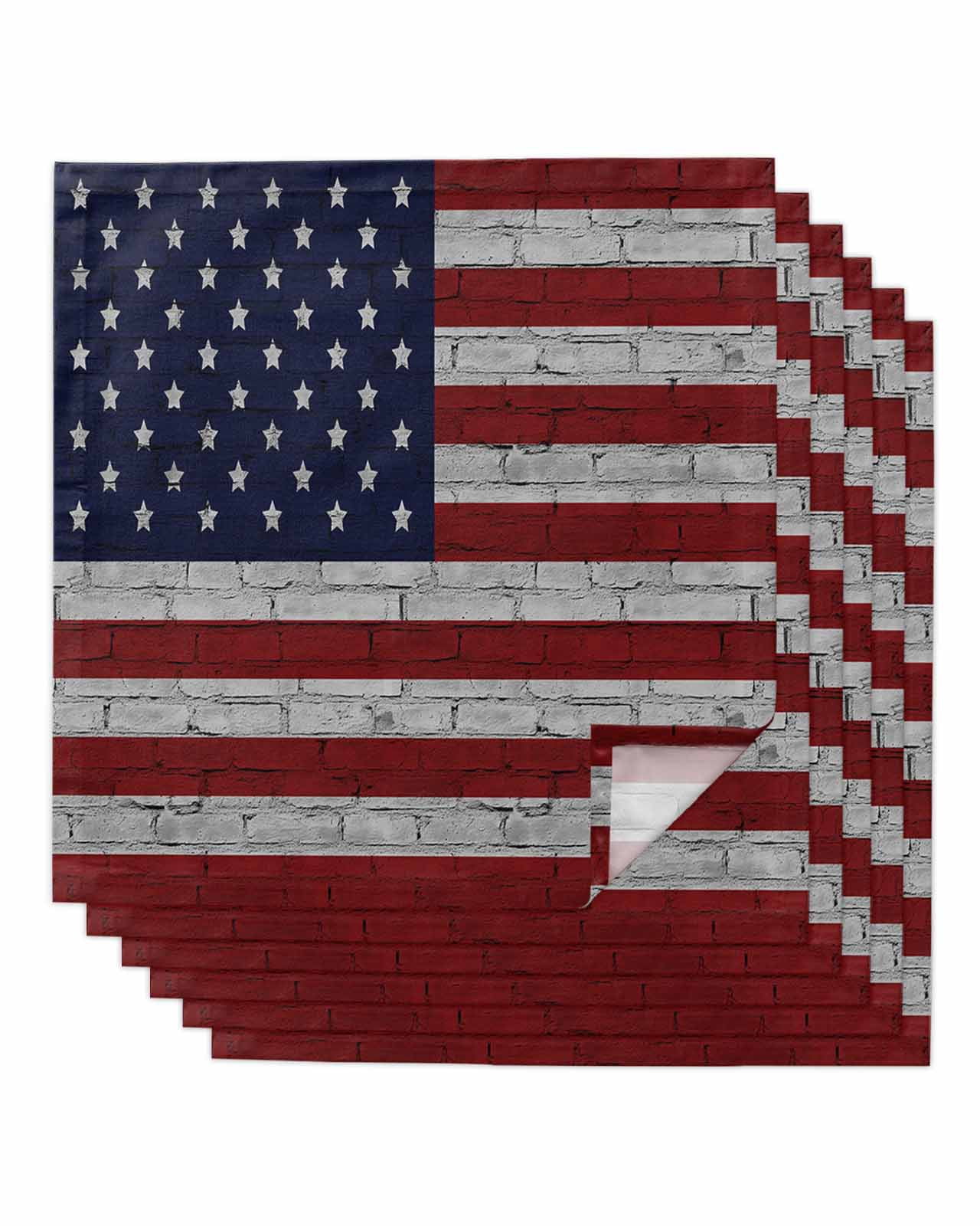 American Flag Cloth Napkins Set of 6 Reusable Dinner Napkins, Vintage ...