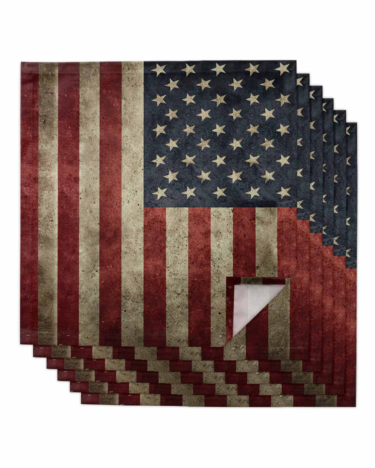American Flag Cloth Napkins Set of 6 Reusable Dinner Napkins, Vintage ...