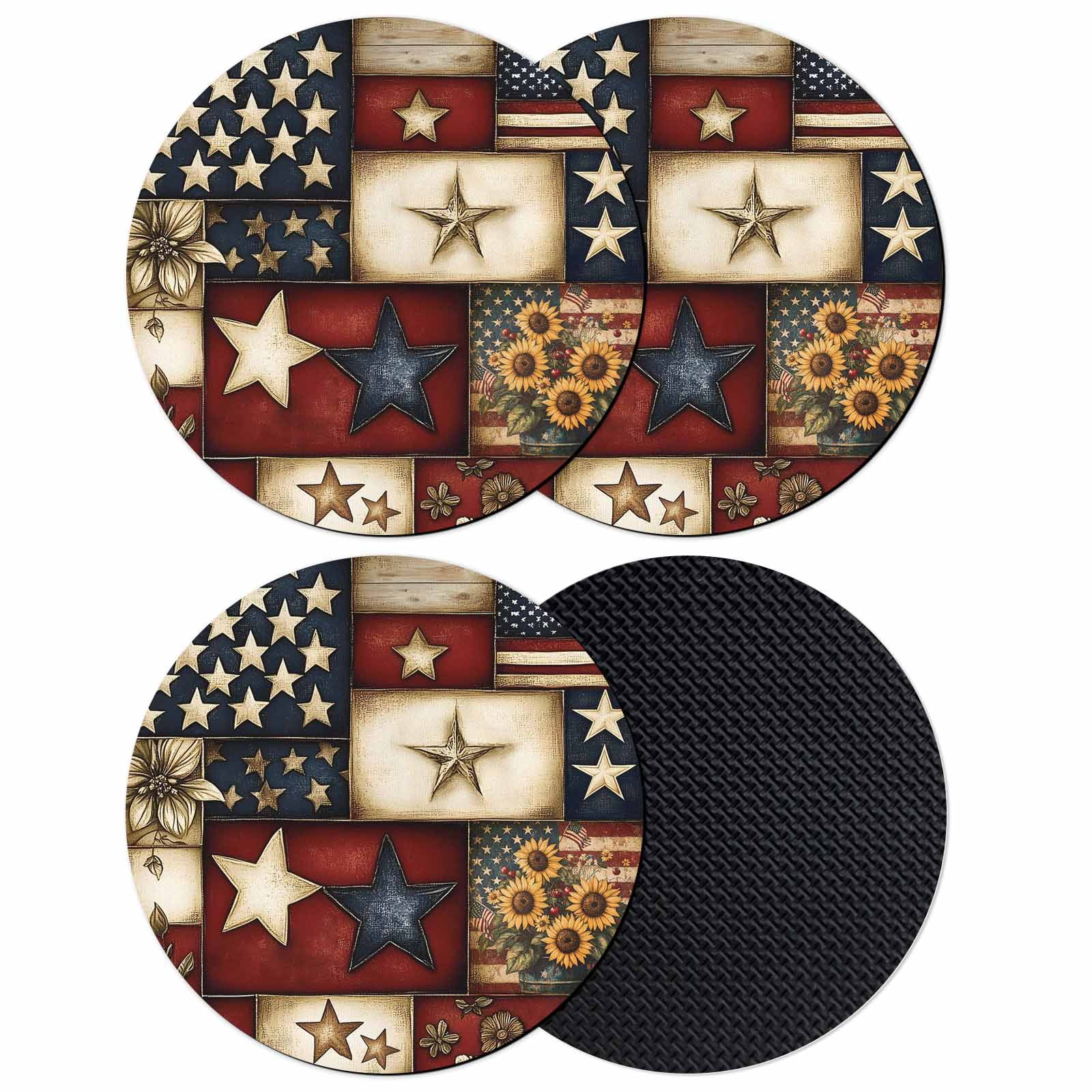 American Flag Coasters Set of 4, Soft Absorbent Coasters for Drinks ...