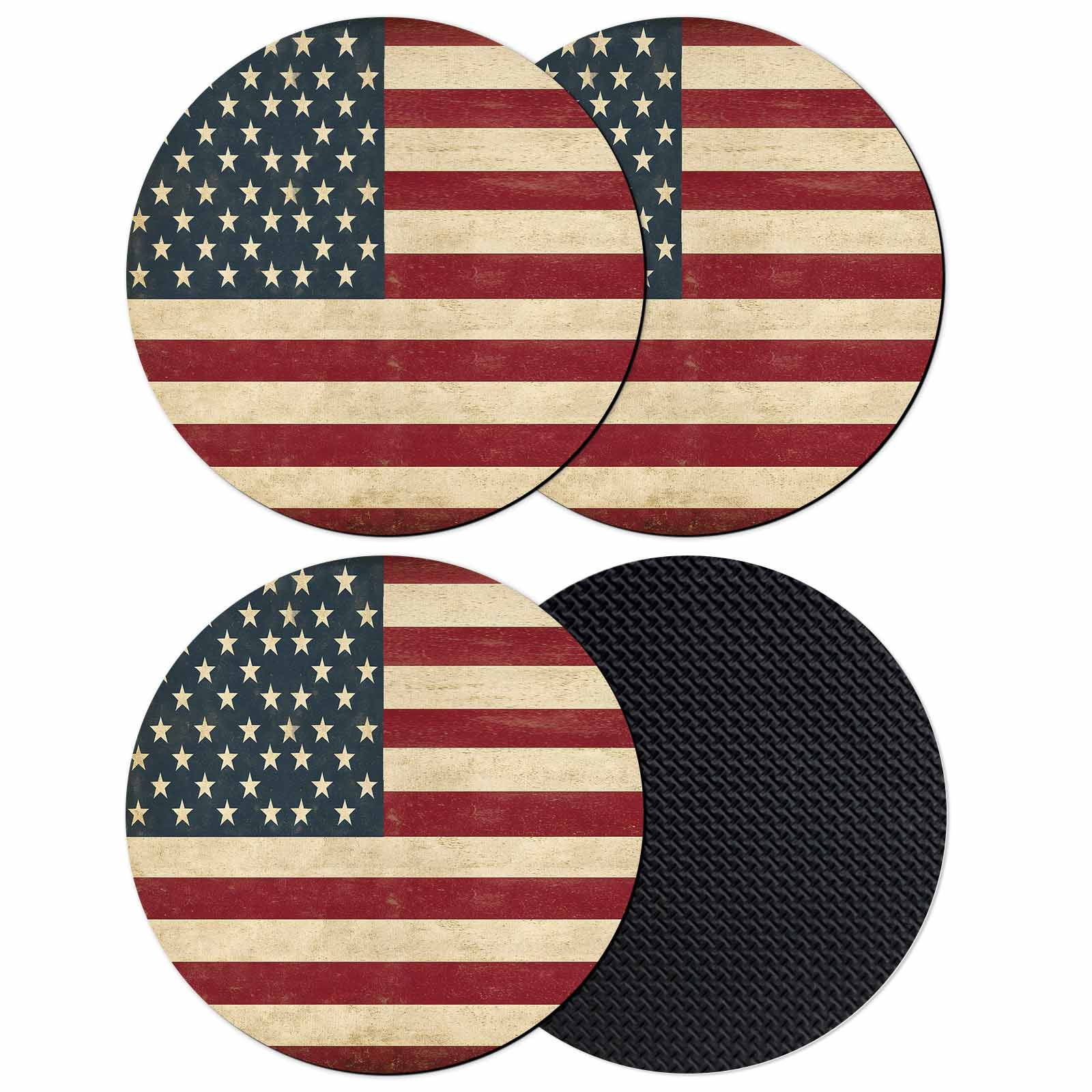 American Flag Coasters Set of 4, Vintage Red BlueUSA Flag Absorbent ...