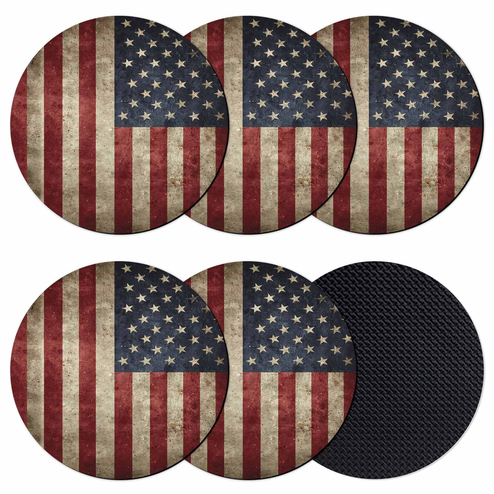 American Flag Coasters Set of 6, Absorbent Coasters for Drinks, Retro ...