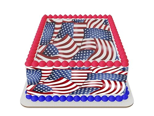American Flag Collage Edible Icing Sheet cake topper for 1/4 Sheet cake ...