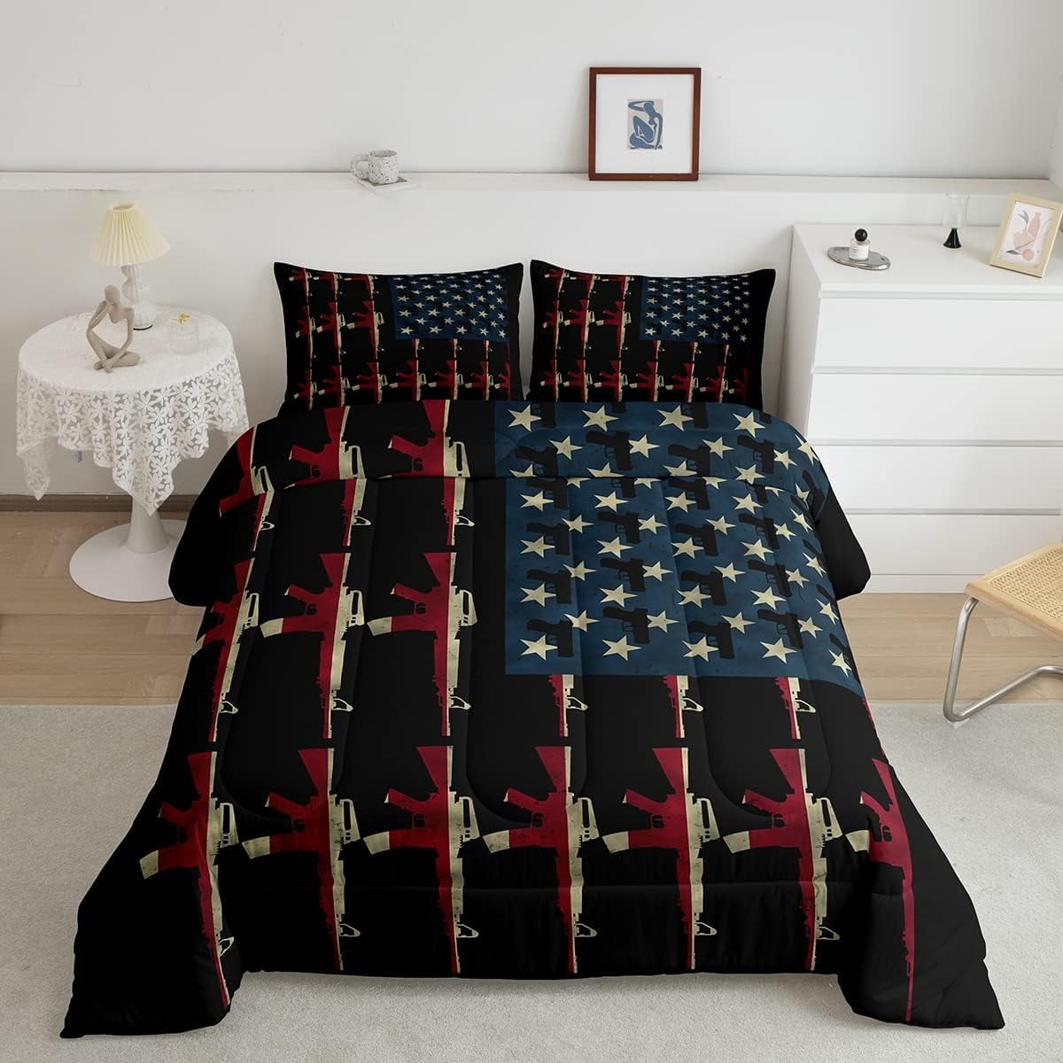 American Flag Down Comforter Queen,Vintage Soldier Comforter Set ...