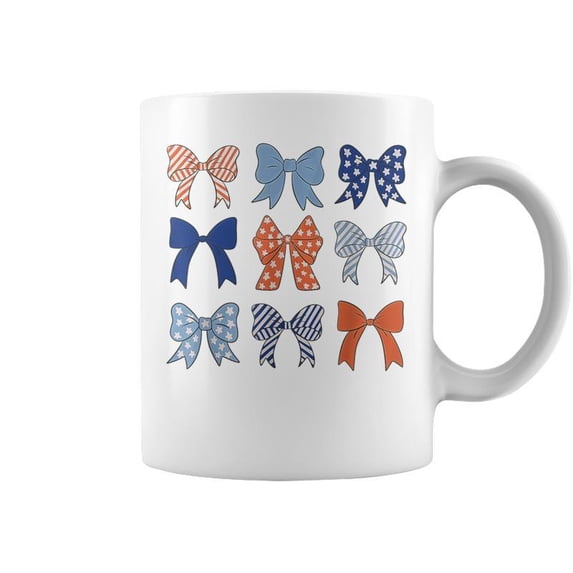 American Flag Coquette Bow And Ribbons Us Flag 4Th Of July Coffee Mugs ...