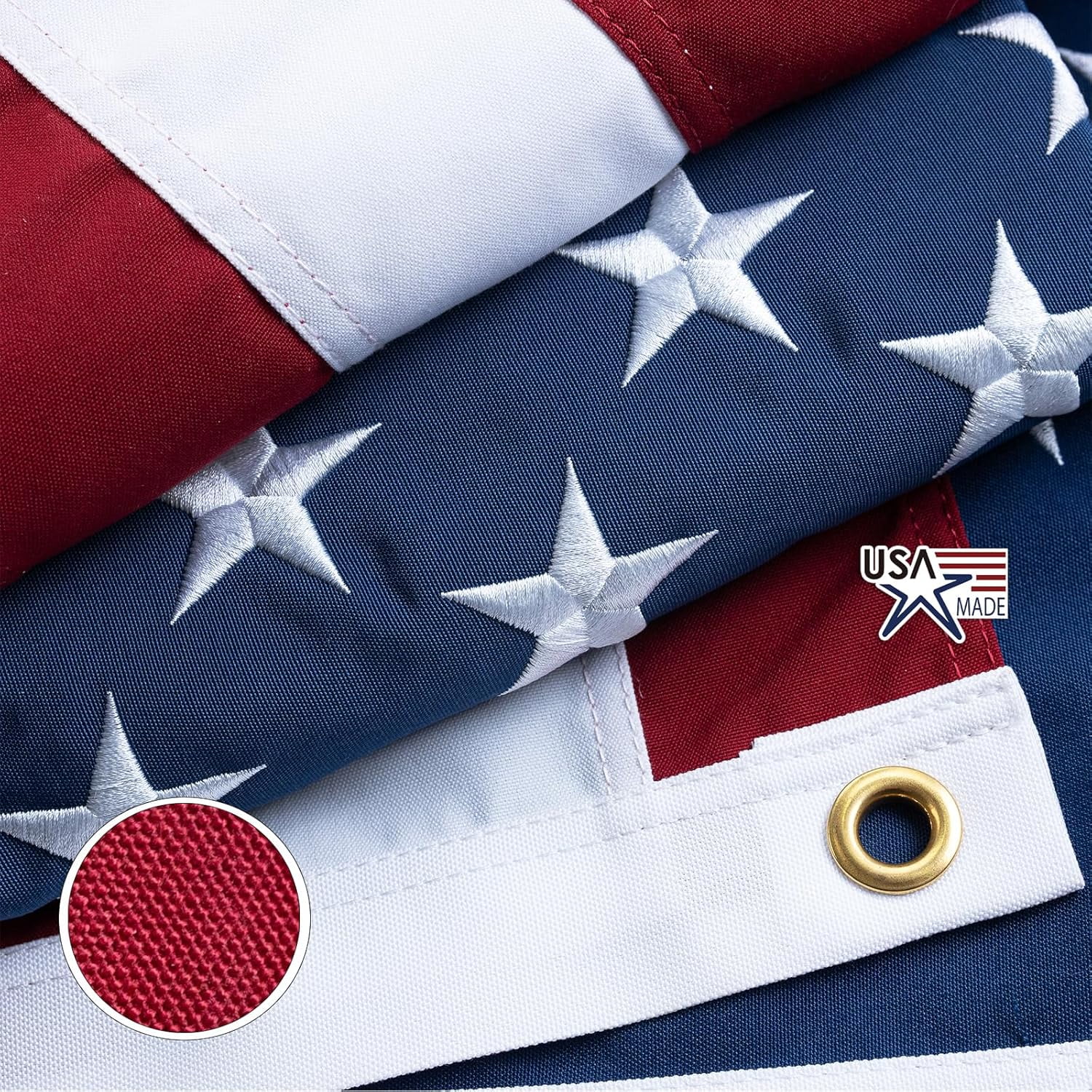 American Flag Cotton 3x5 FT, Made in USA, Heavy Duty Outdoor Flags with ...