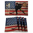 American Flag Cotton Linen Placemats Set of 6, Blue Red USA Flag Retro ...