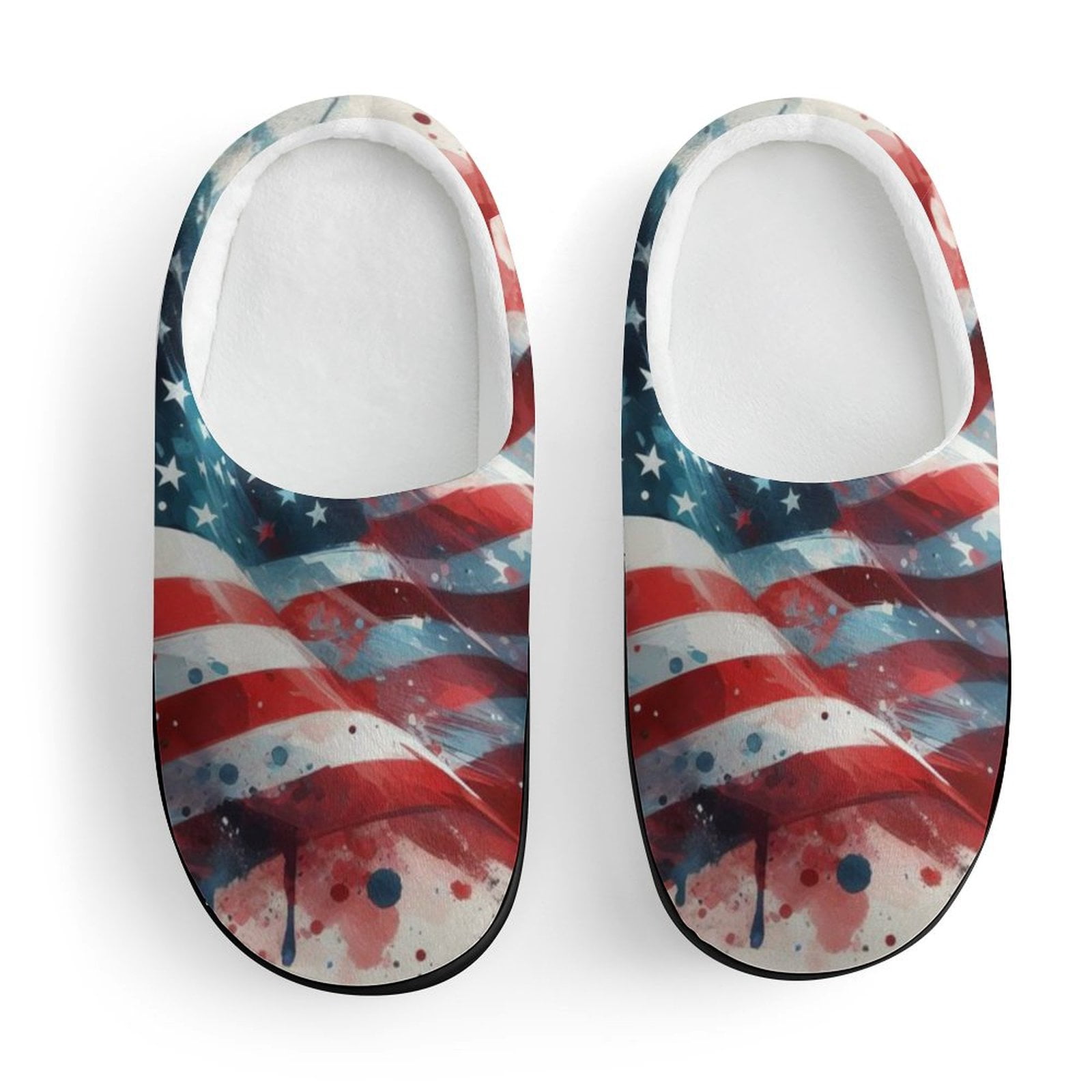 American Flag Cotton Slippers Unisex Slip-On Plush Slippers Non-Slip ...