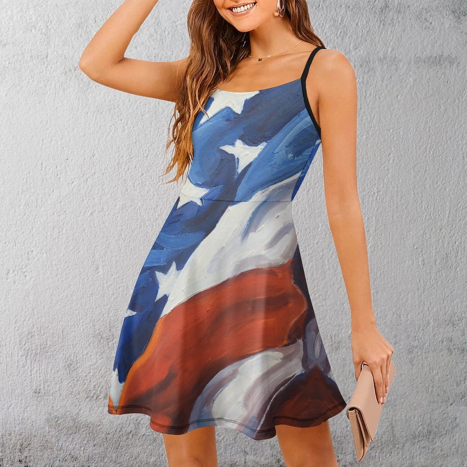American Flag Country First Women's Sling Dress Funny Vintage Cocktails ...