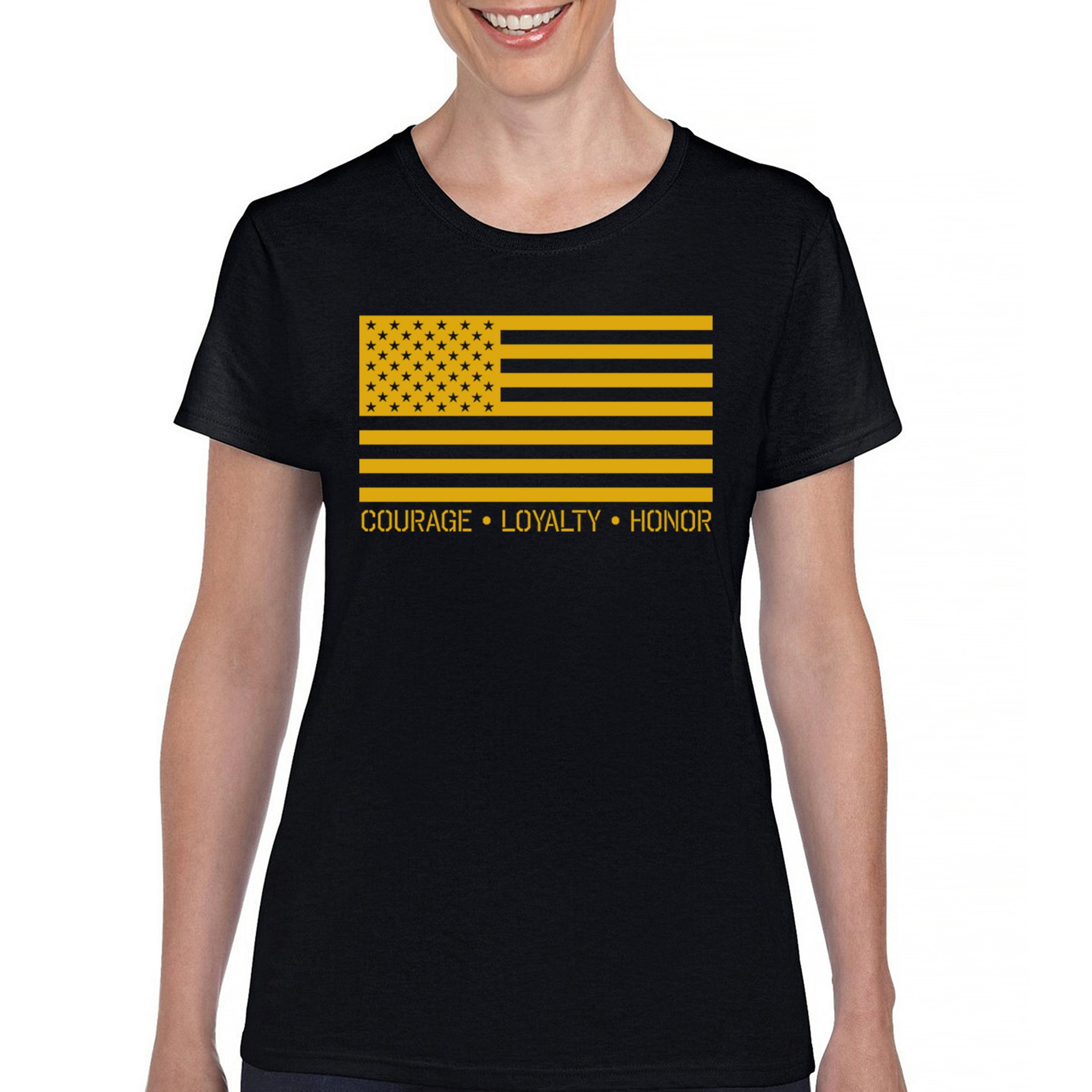 American Flag Courage Loyalty Honor T-Shirt USA Military Proud Army ...