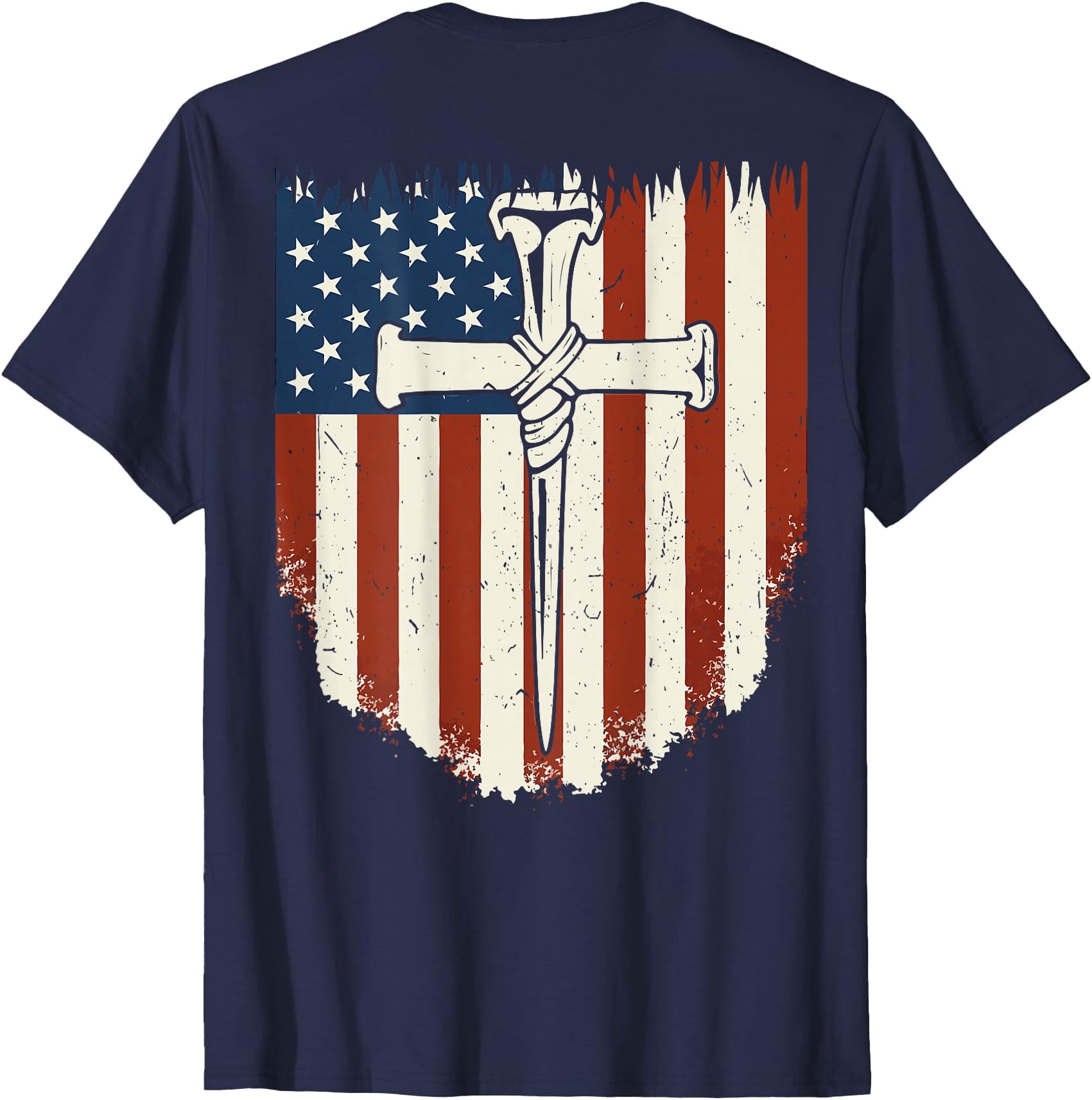 American Flag Cross 3 Nail Patriotic Christian Freedom Faith T-Shirt ...