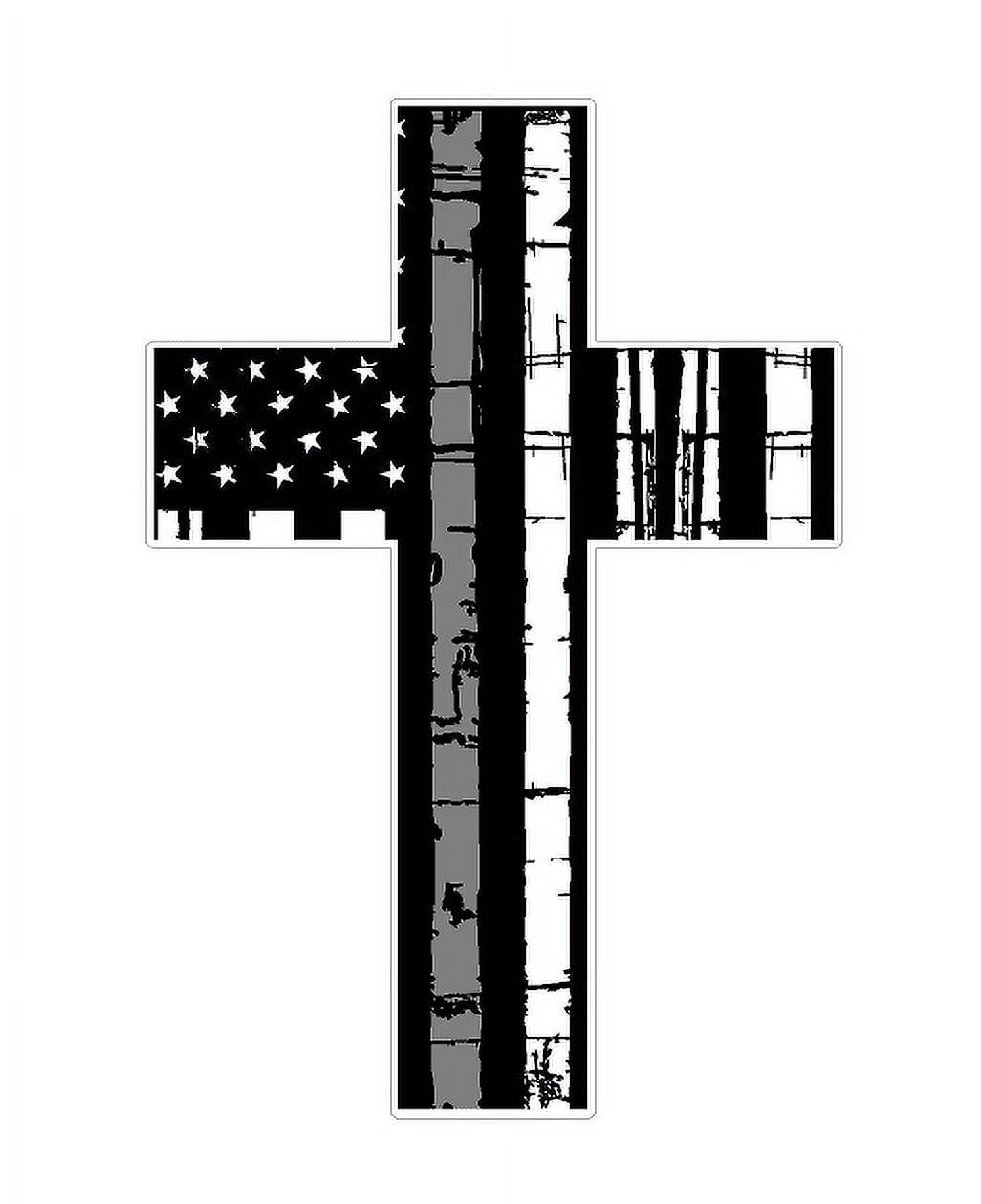 American Flag Cross (I56) Grey Line Corrections Decal Sticker ...