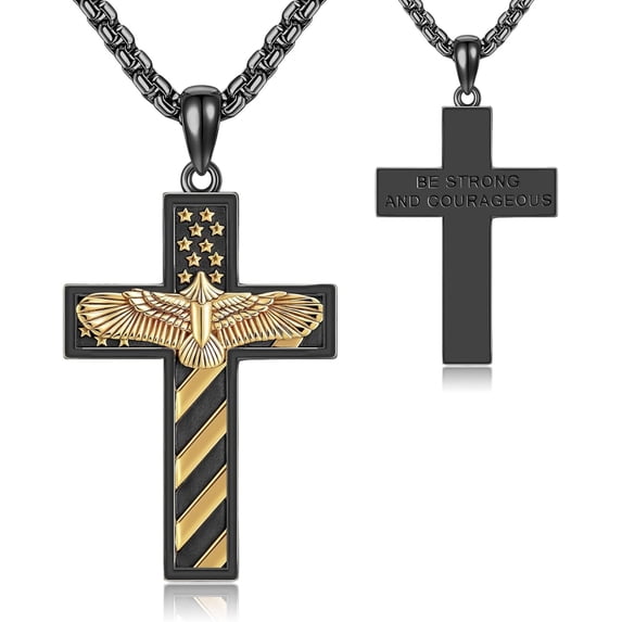 American Flag Cross Necklace for Men 925 Sterling Silver American Flag ...