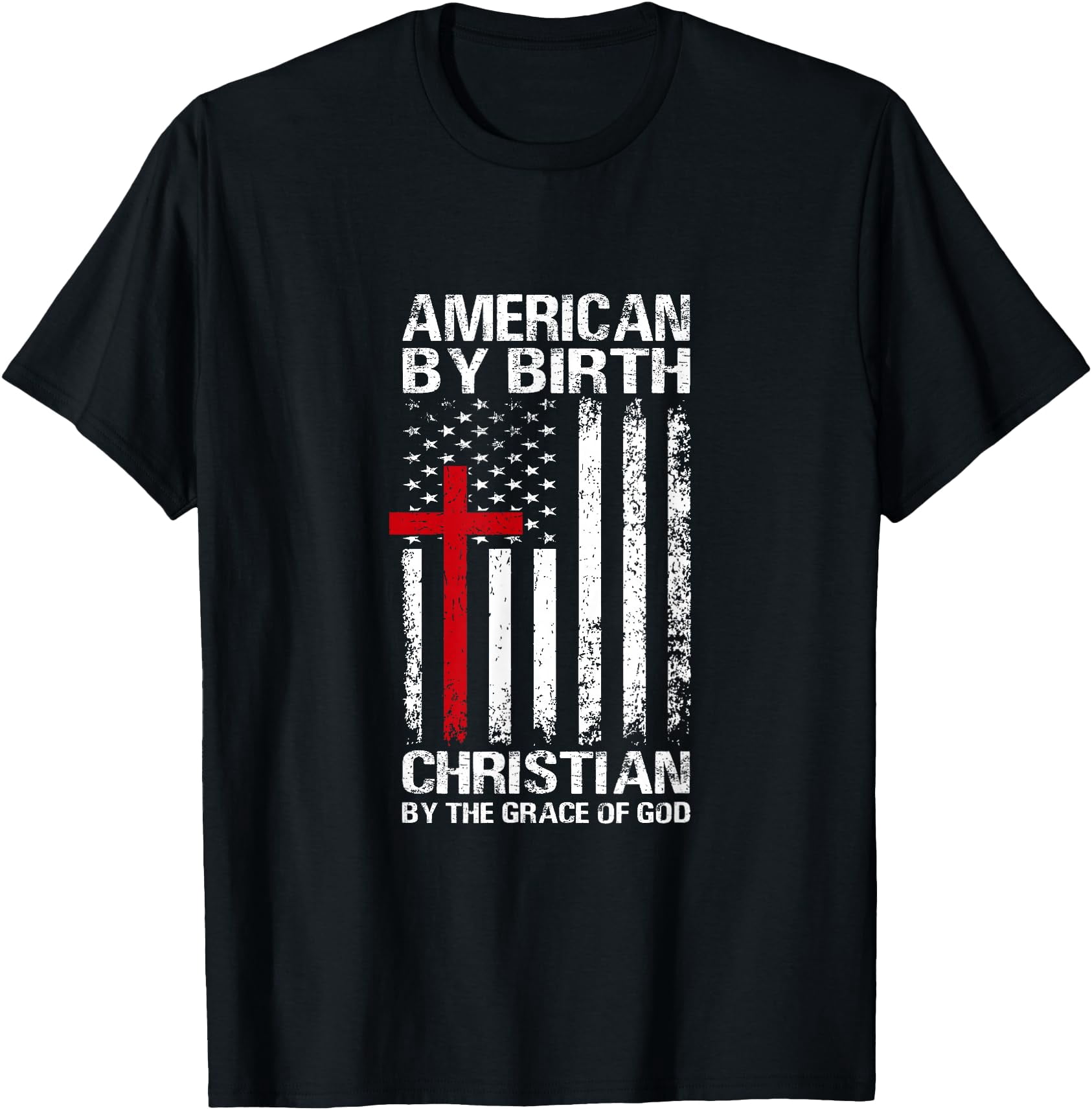 American Flag Cross Patriotic Religious Christian USA Faith T-Shirt ...