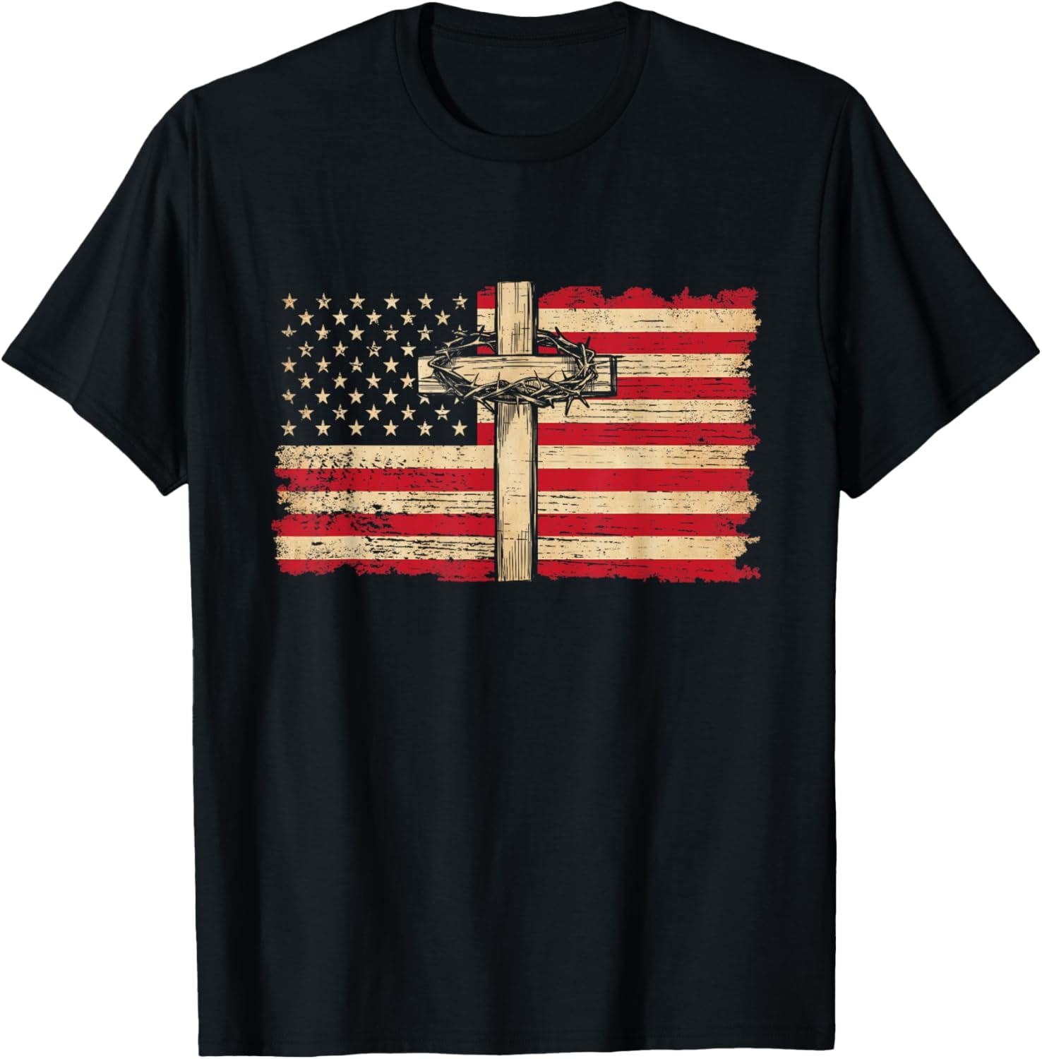 American Flag Cross Shirts 4th Of July Patriotic Christian T-Shirt ...