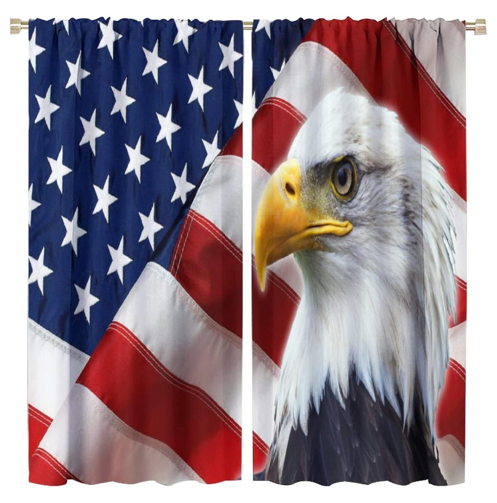 American Flag Curtain American Bald Eagle Star-Spangled Flag Hippie ...