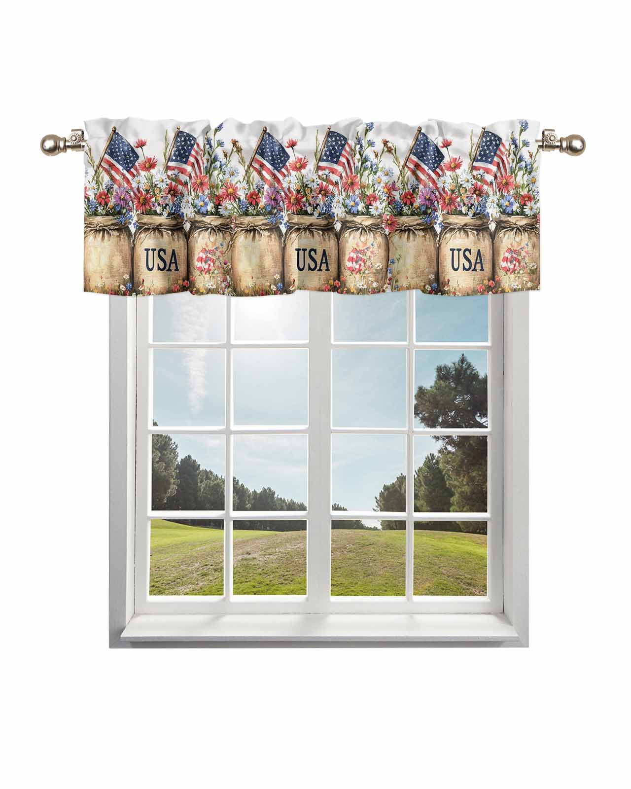 American Flag Curtain Valance for Windows/Living Room/Kitchen/Bathroom ...
