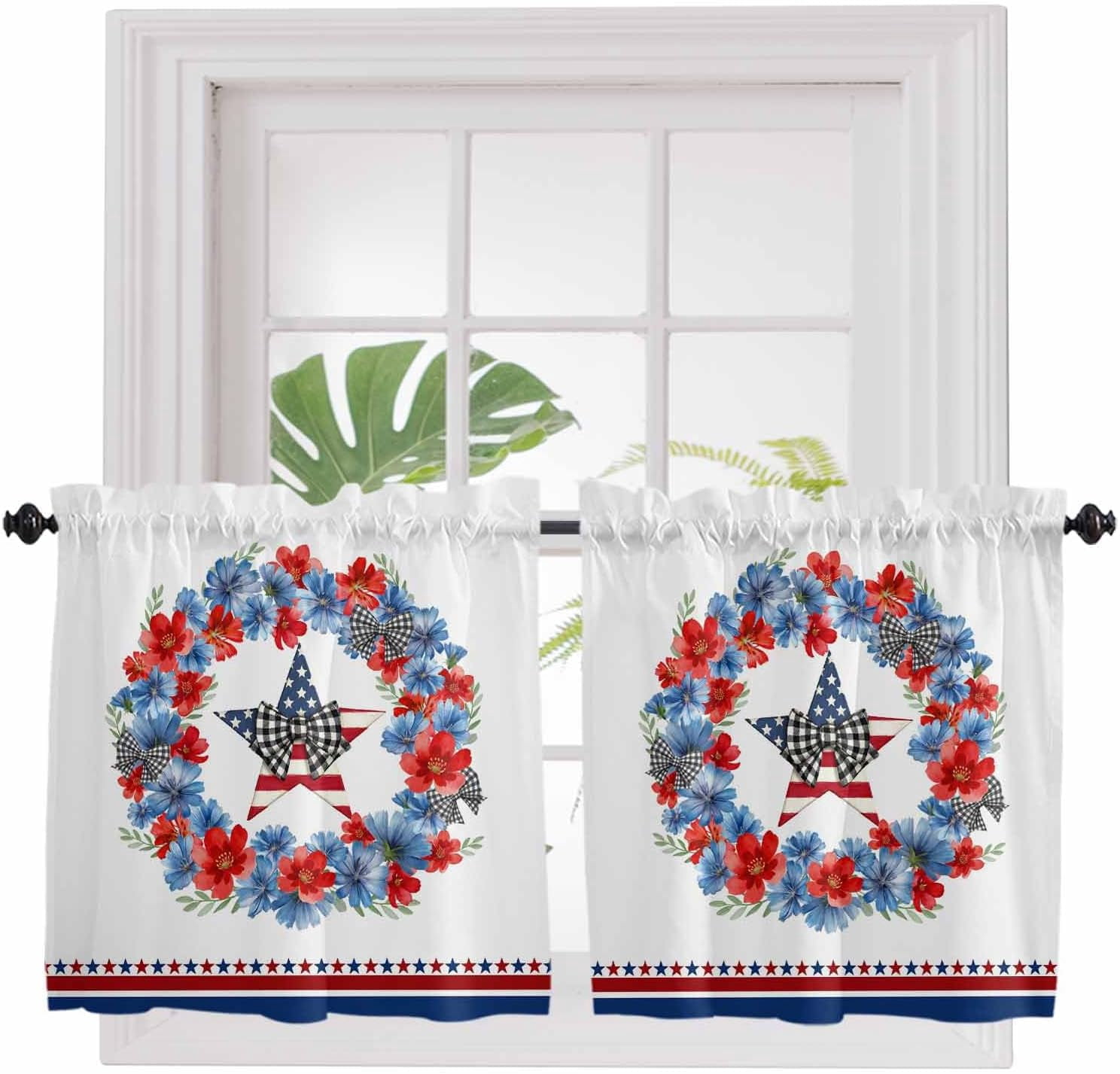 American Flag Curtains 24 Inch Length 2 Panels, Small Window Curtains ...