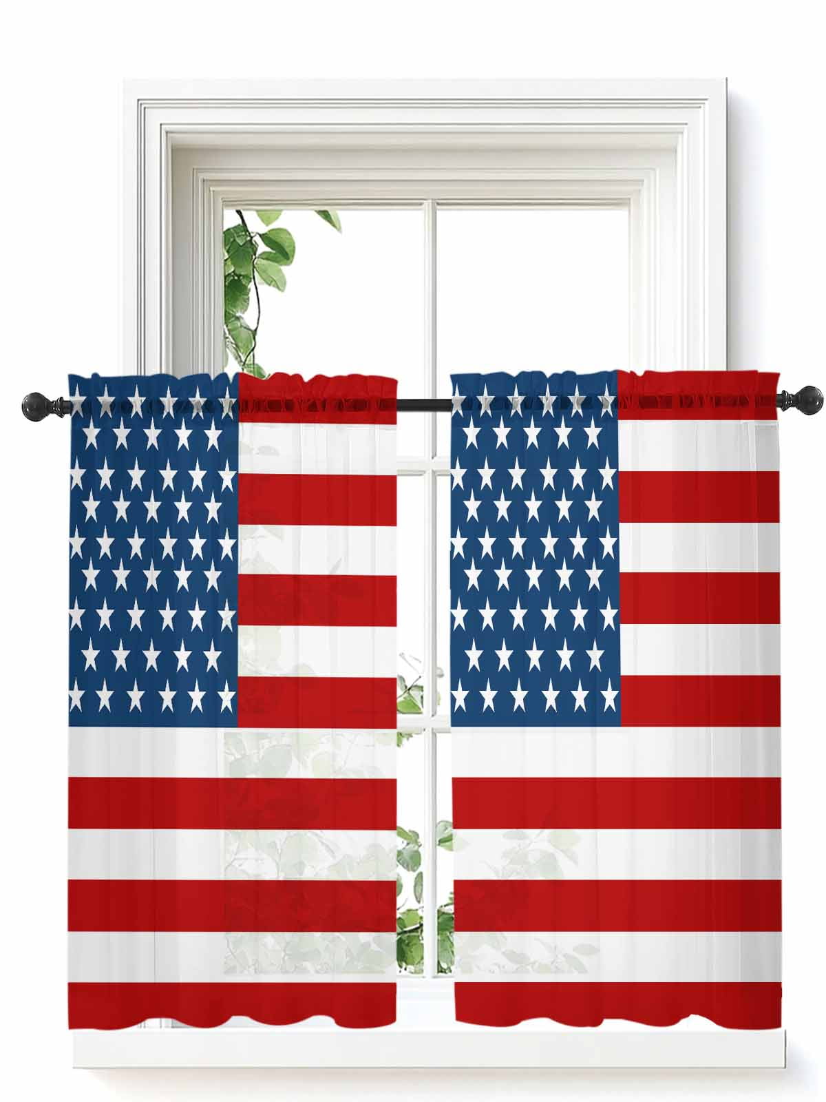 American Flag Curtains 45 Inch Length, Sheer Curtains for Bedroom ...